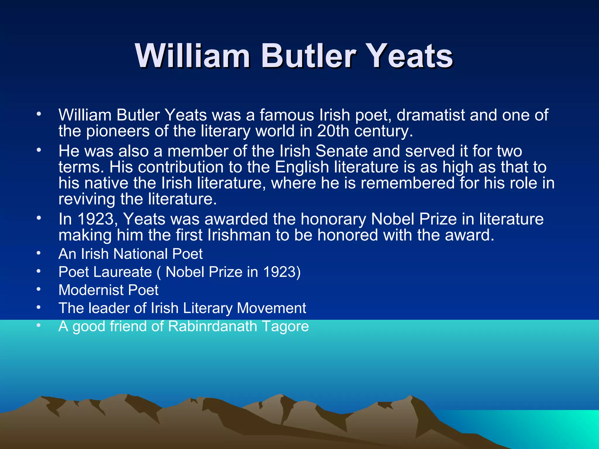 Presentation on W B Yeats | PPT
