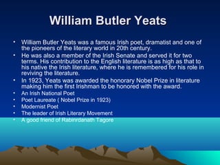 William Butler Yeats Timeline
