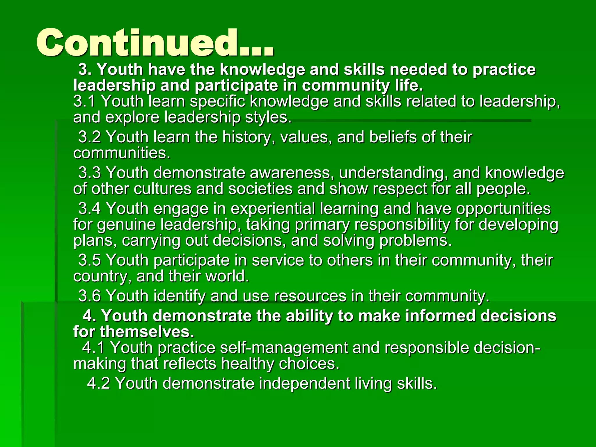 Presentation on youth leadership development | PPT