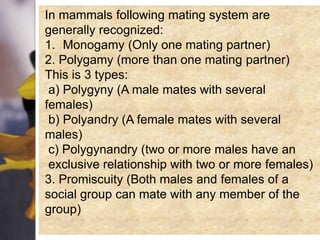 Presentation on breeding biology & parental care of mammals | PPTX