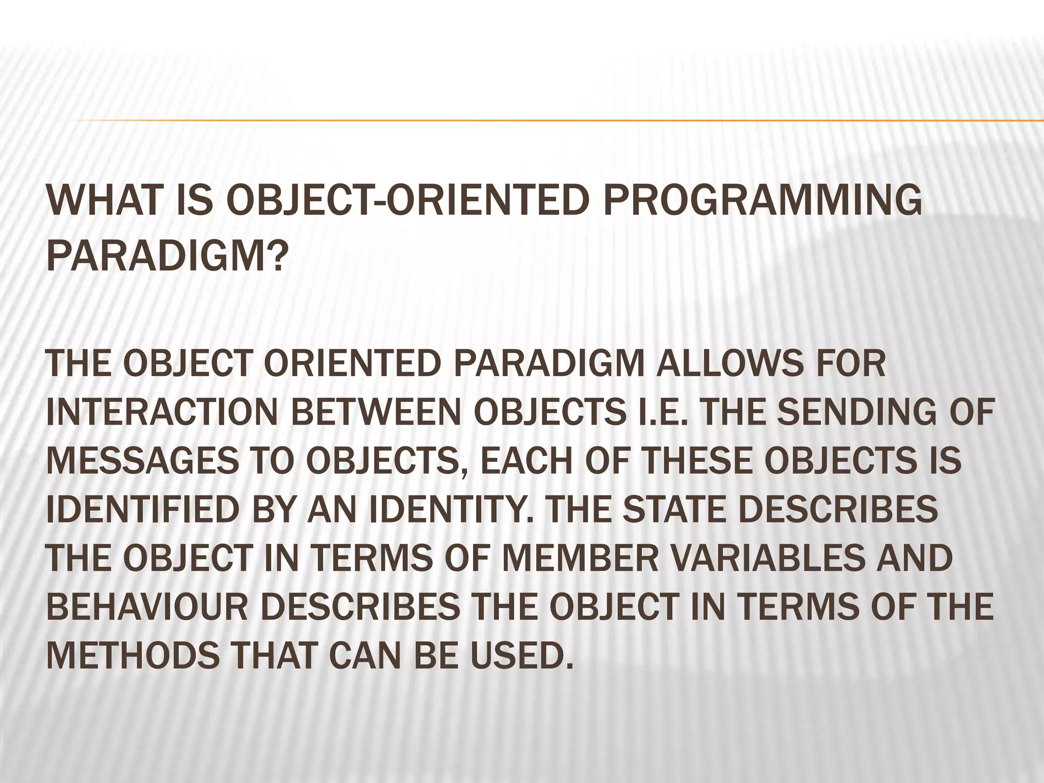 Object-Oriented Paradigm | PPTX