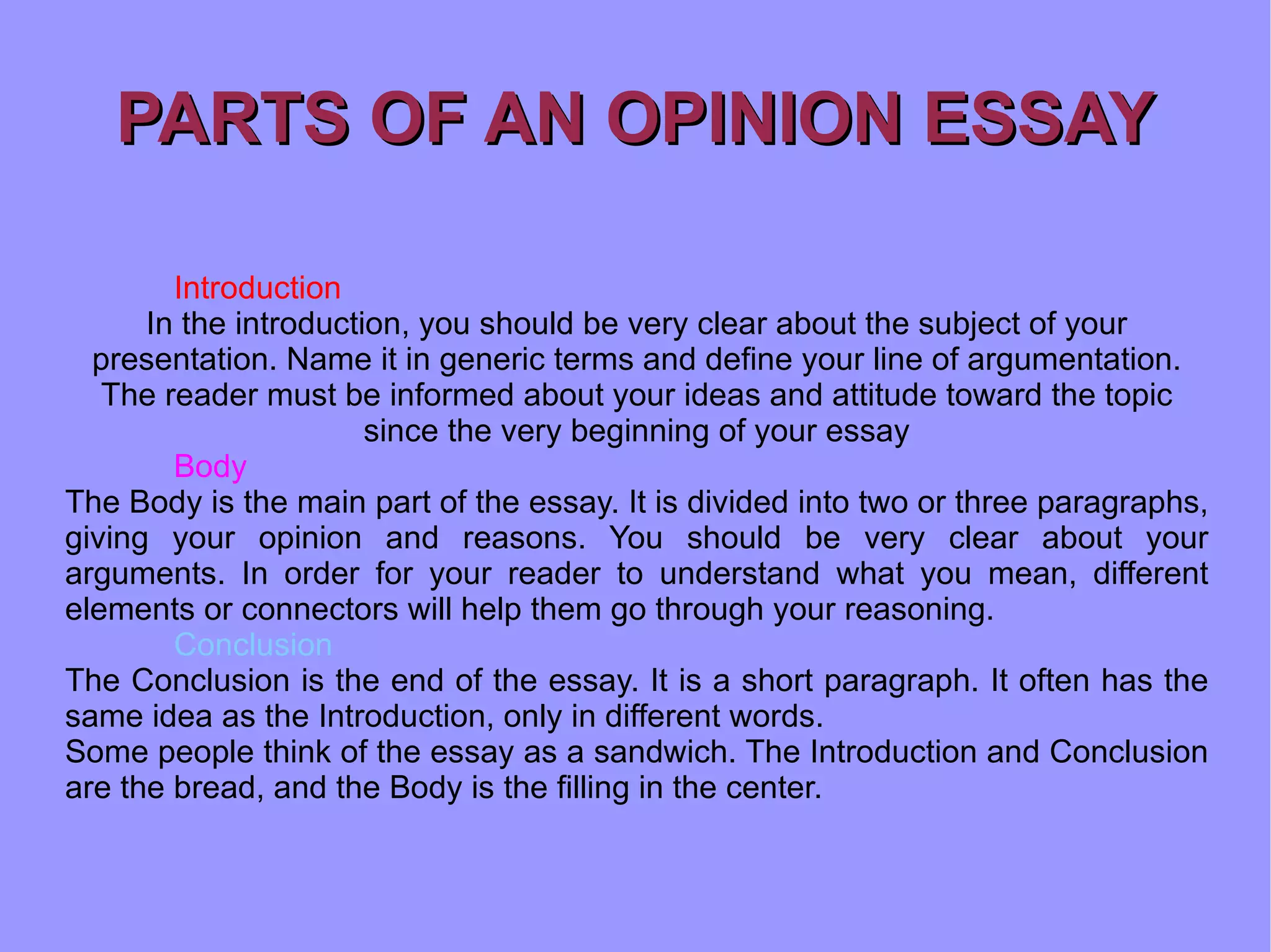 Presentation opinion essay | PPT
