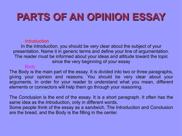 Presentation opinion essay | PPT