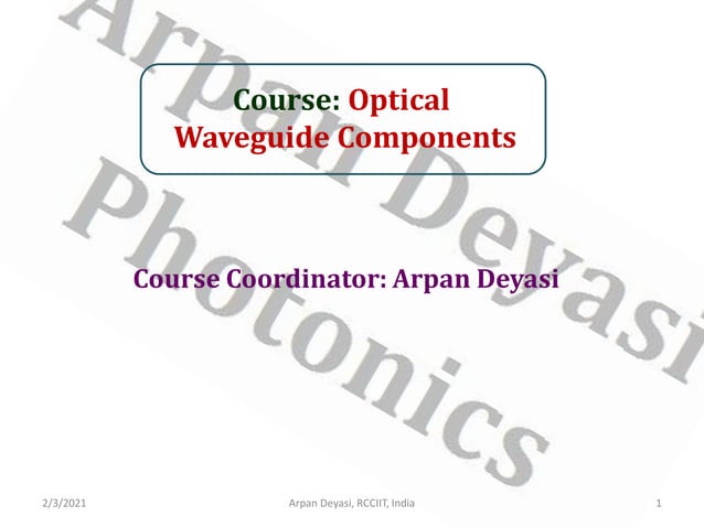 optical waveguide components | PDF | Computer Peripherals | Computing