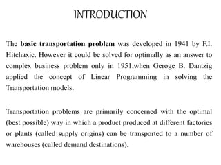 unbalanced transportation problem | PPTX