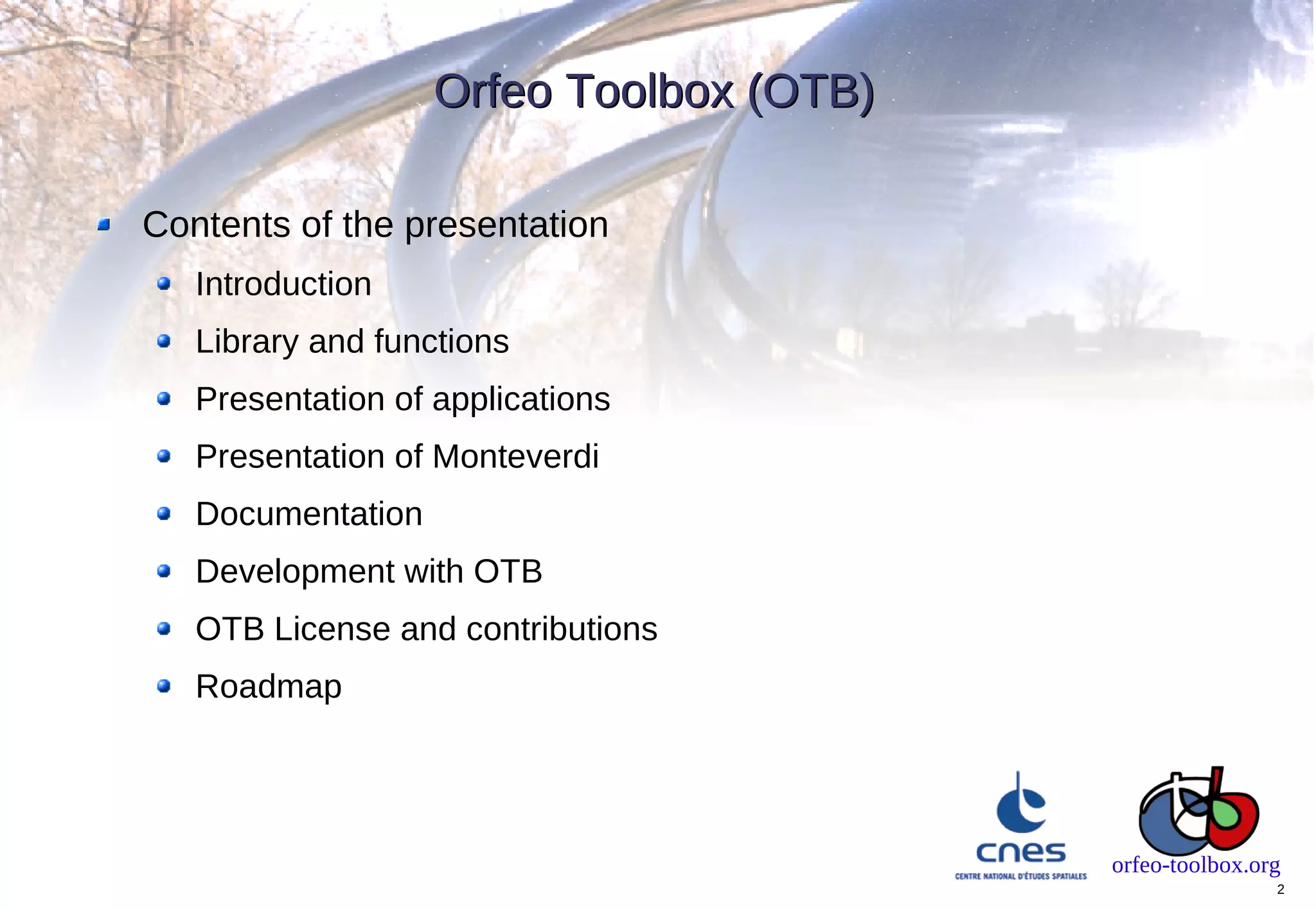Presentation of the Orfeo Toolbox | PDF