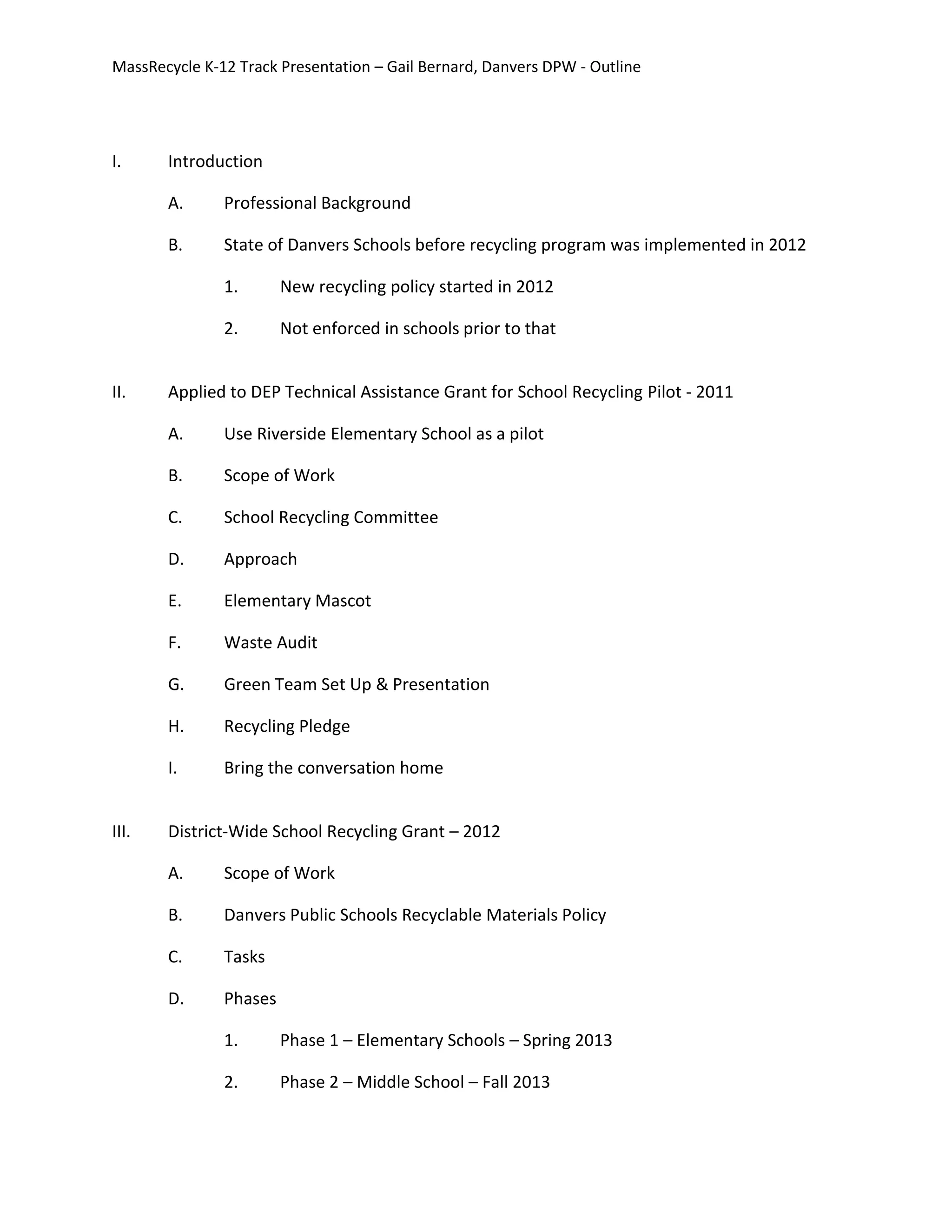 Presentation outline | PDF