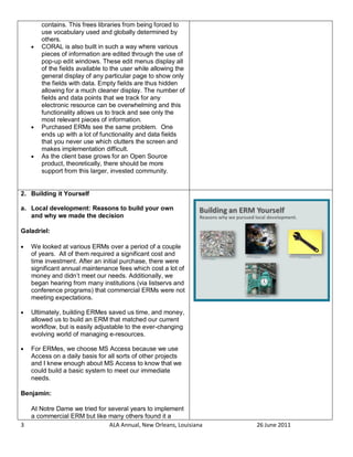 Open Source Electronic Resource Management Systems: ERMes and CORAL | PDF