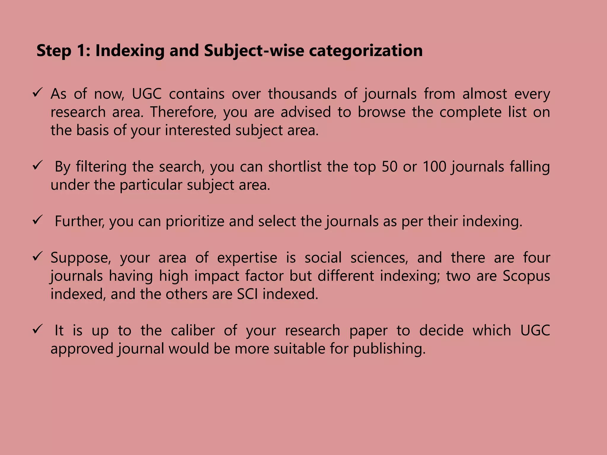 Find the suitable journals from UGS approved journal list. | PPTX