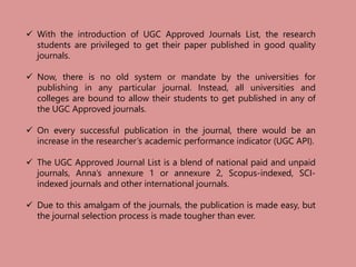 Find the suitable journals from UGS approved journal list. | PPT