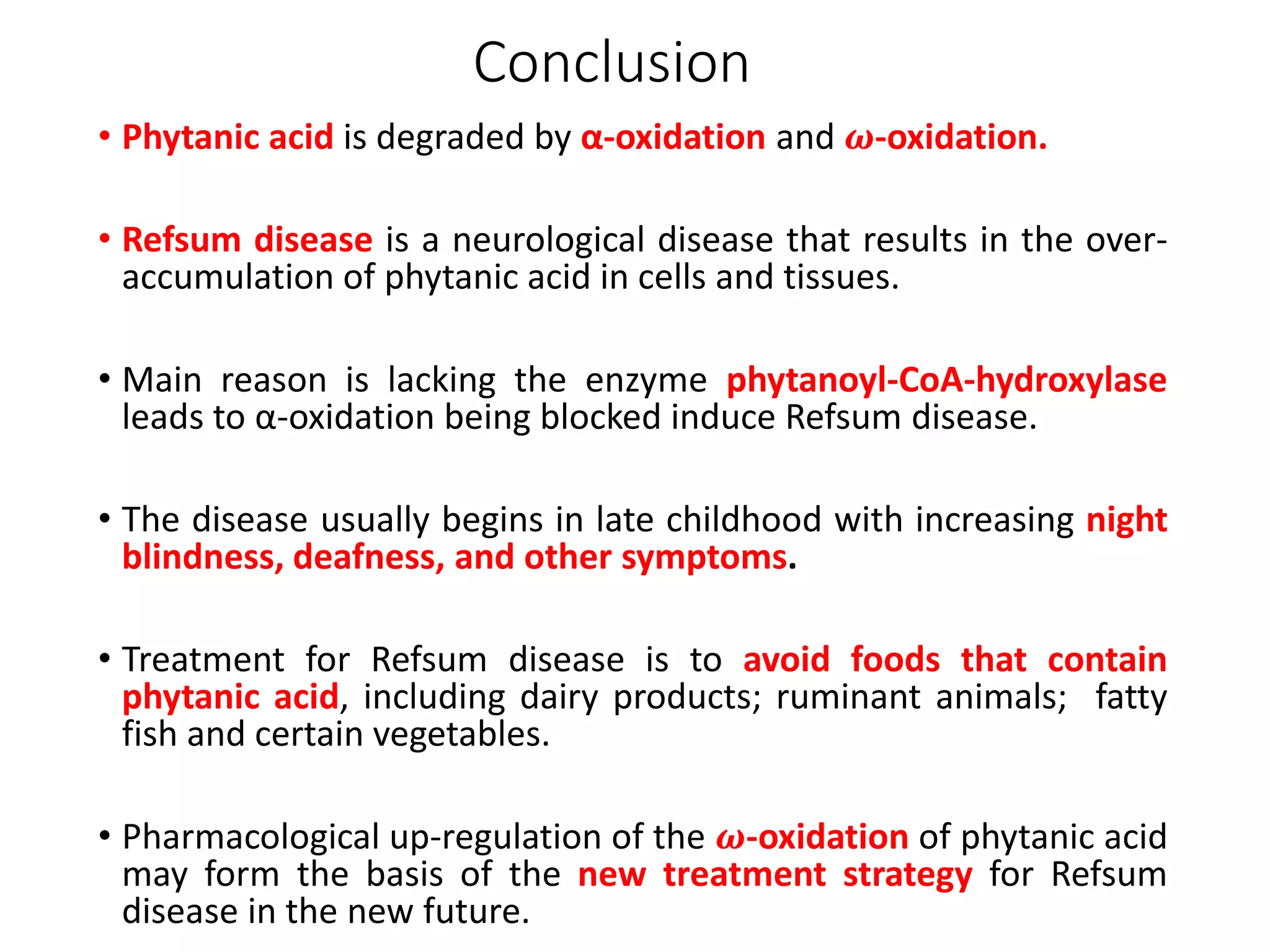 PHYTANIC METABOLISM PATHWAY AND REFSUM DISEASE | PPTX