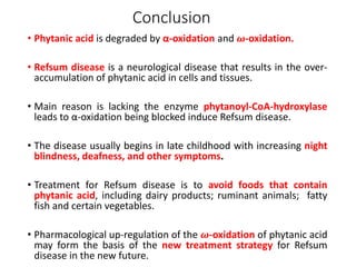 Phytanic acid pathway and Refsum disease | PPTX