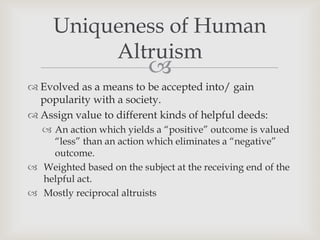 Human Altruism and Cooperation | PPTX