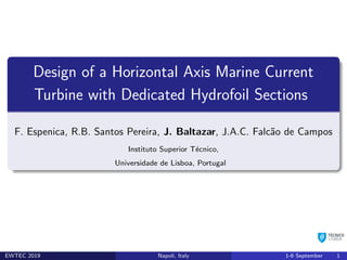 Design of a Horizontal Axis Marine Current Turbine with Dedicated Hydrofoil Sections | PDF
