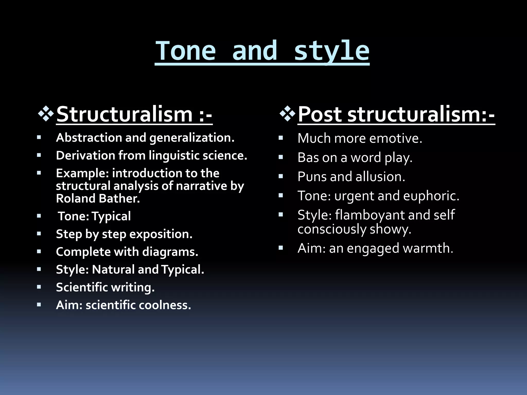 Differences Structuralism and post Structuralism | PPTX