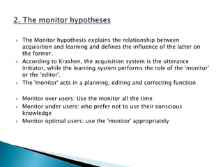 Stephan Krashen's five hypotheses | PPTX