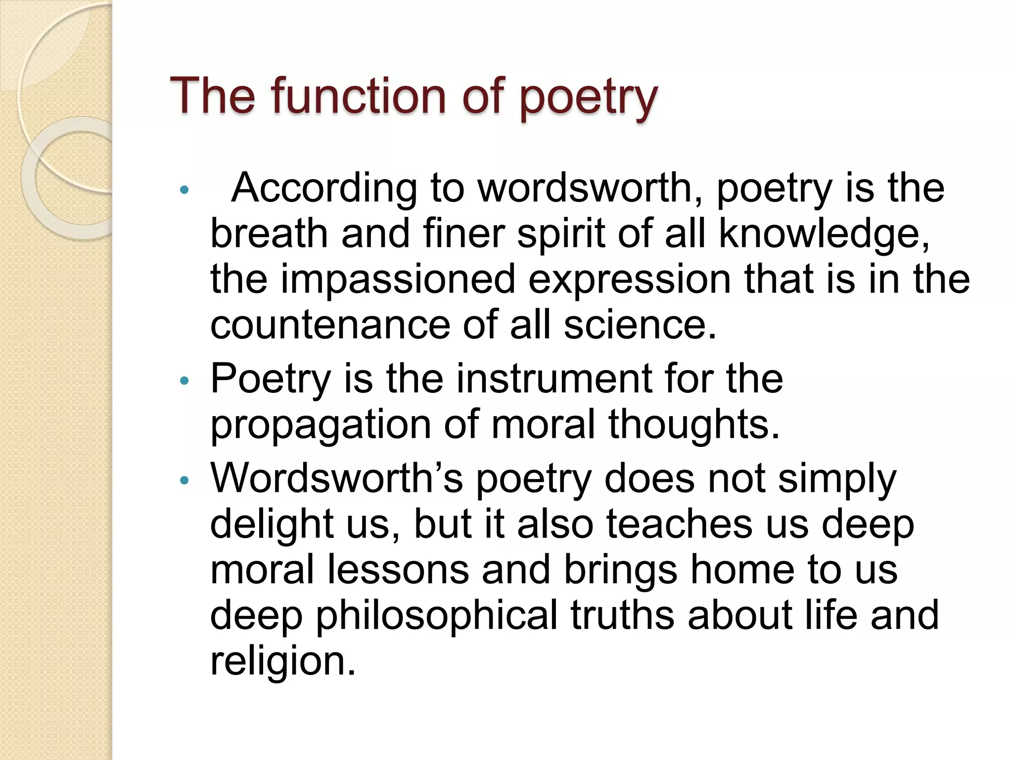 Wordsworth view on Theme and Subject matter of poetry. | PPTX