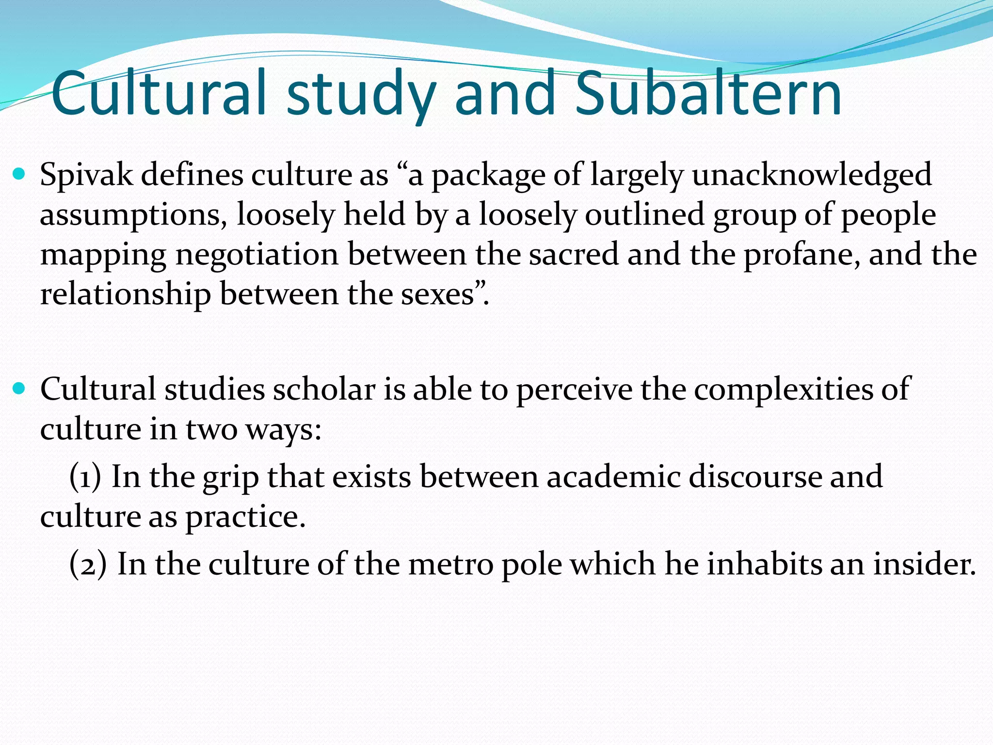 Cultural studies and The subalten | PPTX