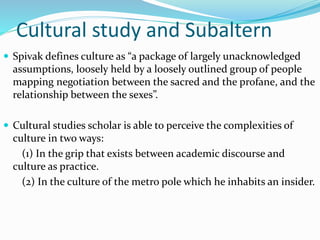 Cultural studies and The subalten | PPT