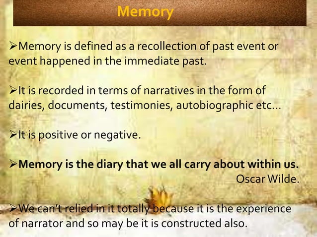 Role of memory In The Sense of an Ending and Midnight's children | PPT ...