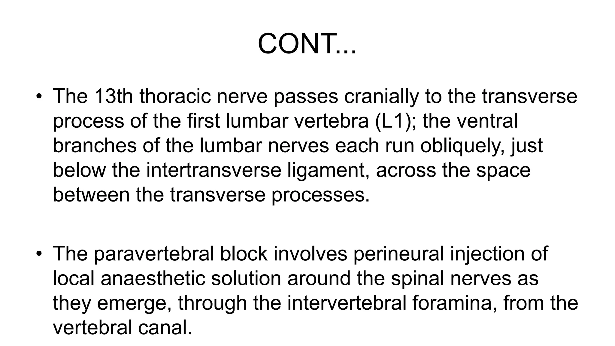 Paravertebral nerve block in animals | PPTX