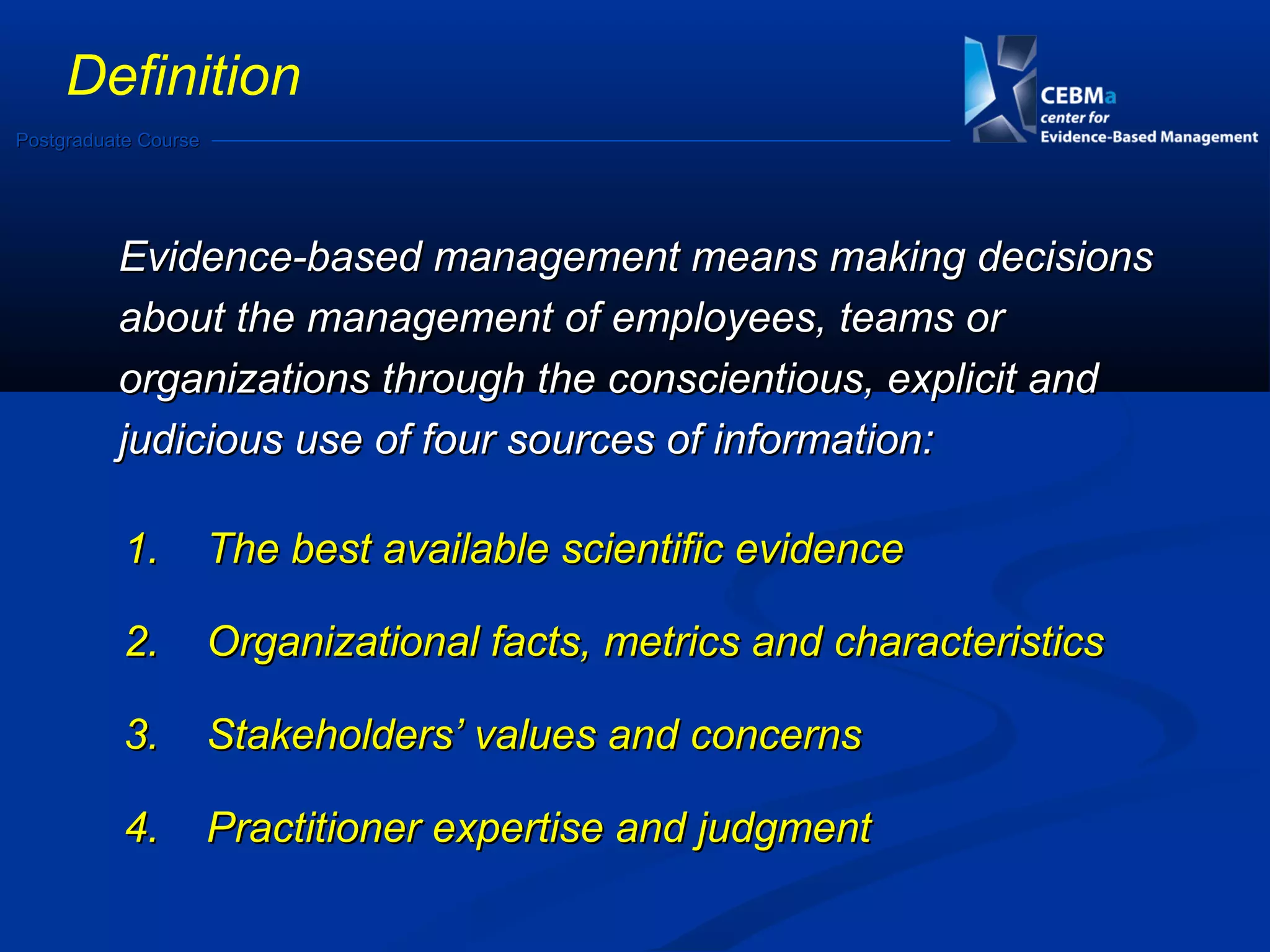 Evidence-Based Management: Three New Approaches to Teaching the ...