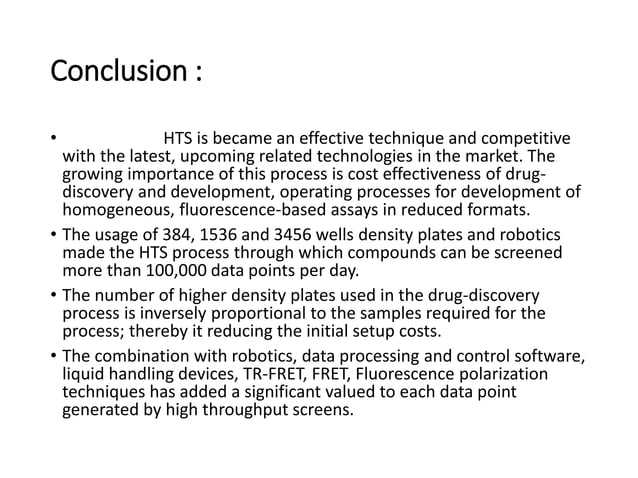 HIGH THROUGHPUT SCREENING Technology | PPTX | Chemistry | Science