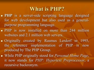 Presentation php | PPTX | Web Development | Internet