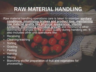 Unit Operations followed in Food Processing. | PPT