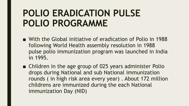 Presentation on pulse polio program pihu.pptx | Infectious Diseases | Diseases and Conditions
