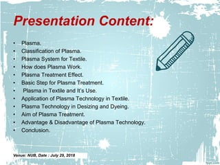 Plasma technology In Textile | PPTX