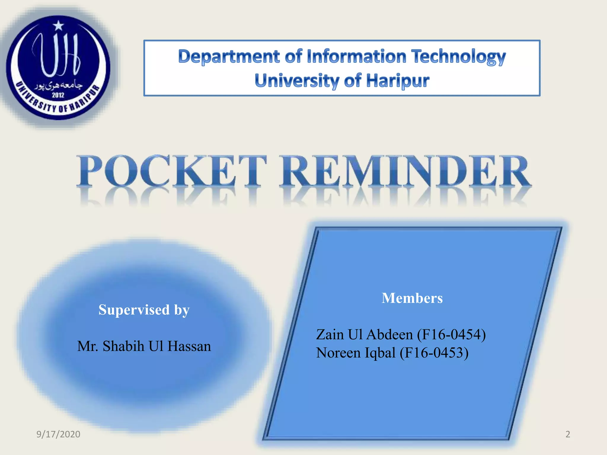 Presentation pocket reminder | PPT