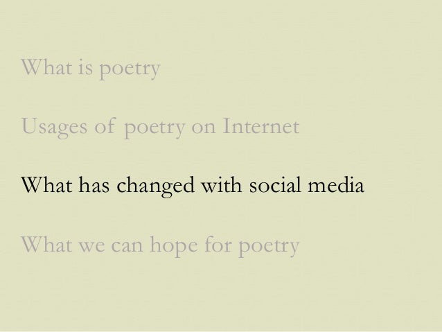 Poetry in the Social Media Landscape