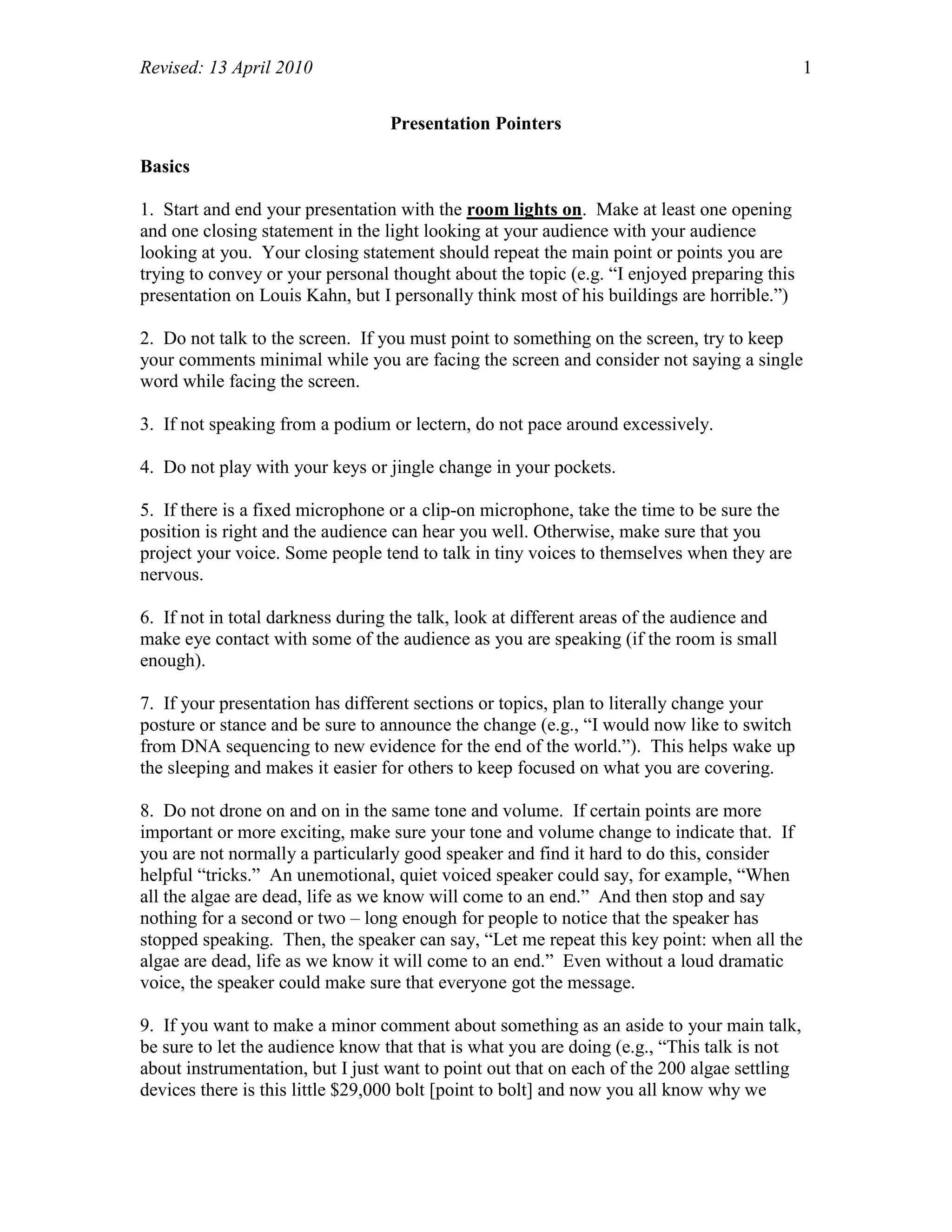 Presentation pointers | PDF