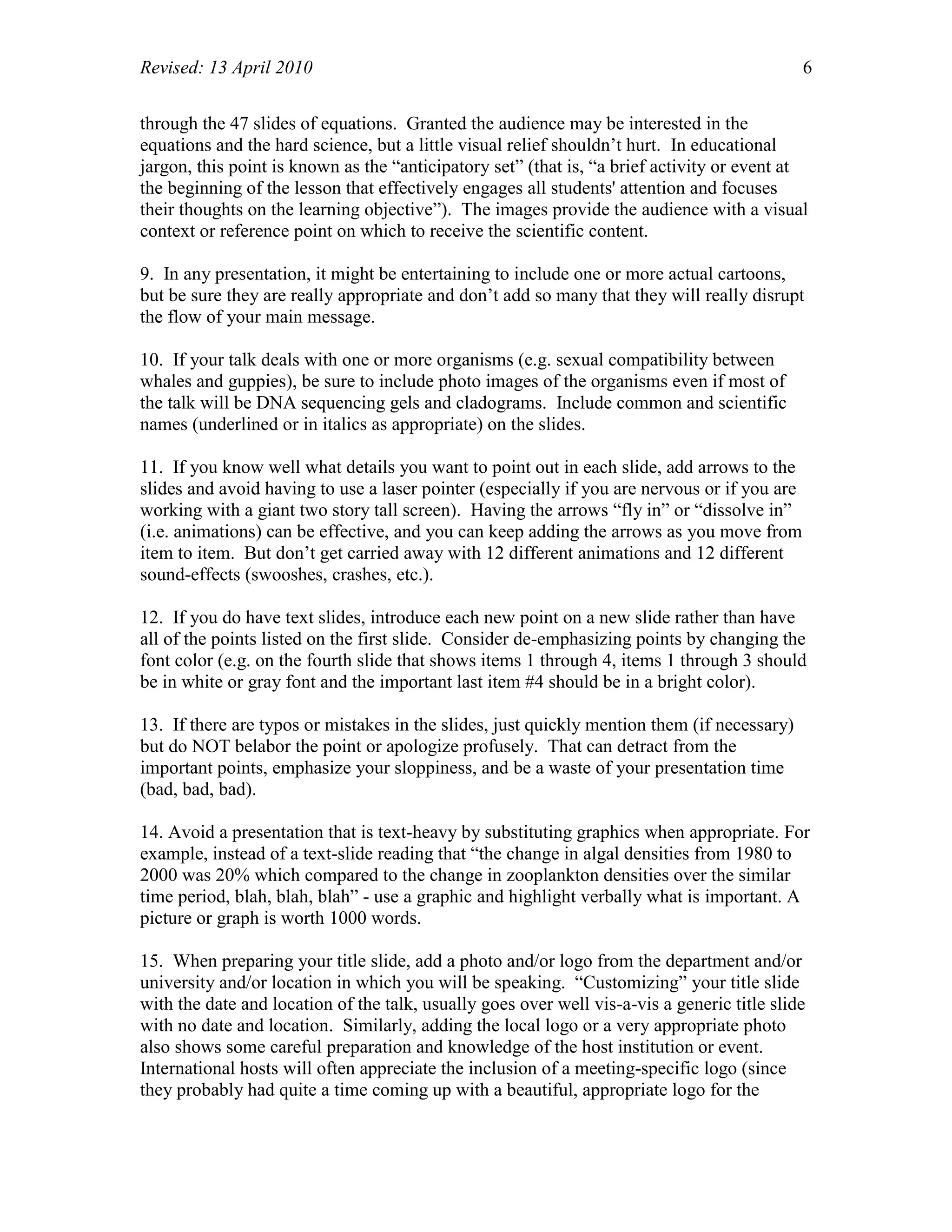 Presentation pointers | PDF