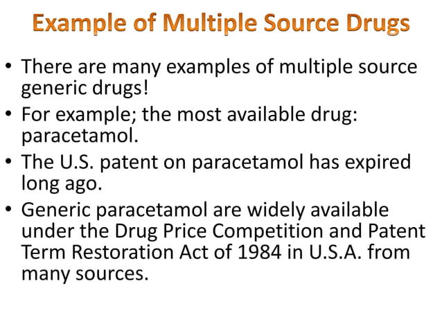 Single and Multiplle Source Drugs | PPTX | Pharmaceutical Industry ...