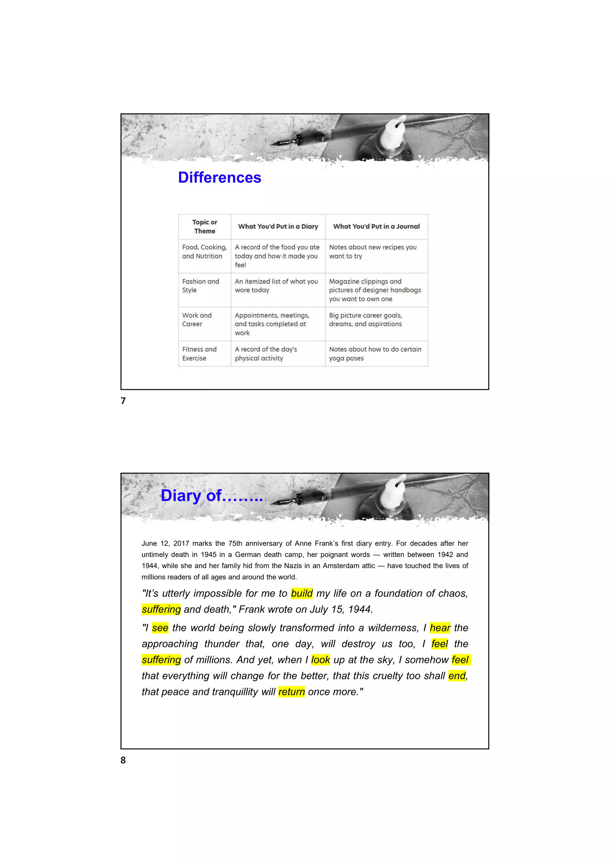 Diaries and Journal Entres | PDF