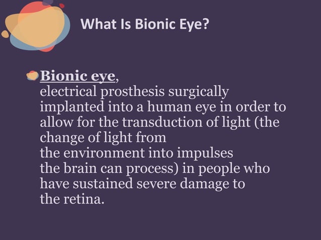 Short presentation on 'BIONIC EYES' | PPT