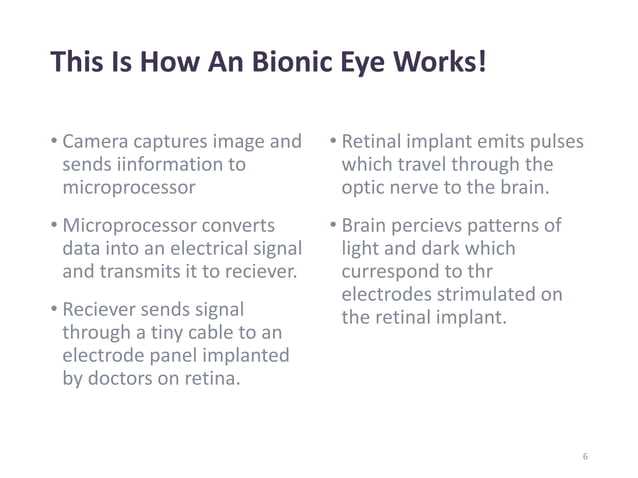 Short presentation on 'BIONIC EYES' | PPT