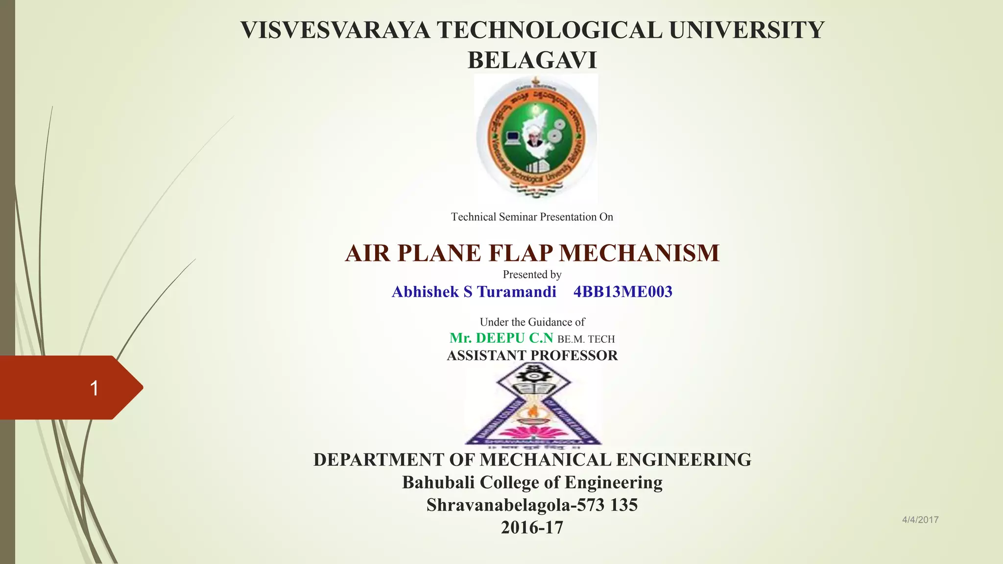 Air Plane Flap Mechanism | PPTX
