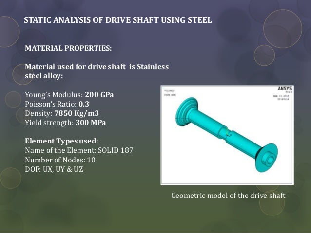 Design And Finite Element Analysis For Static And Dynamic Behavior Of