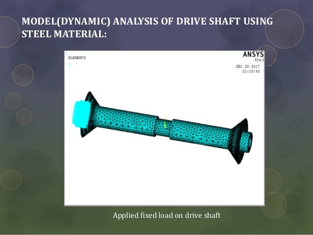 Design And Finite Element Analysis For Static And Dynamic Behavior Of