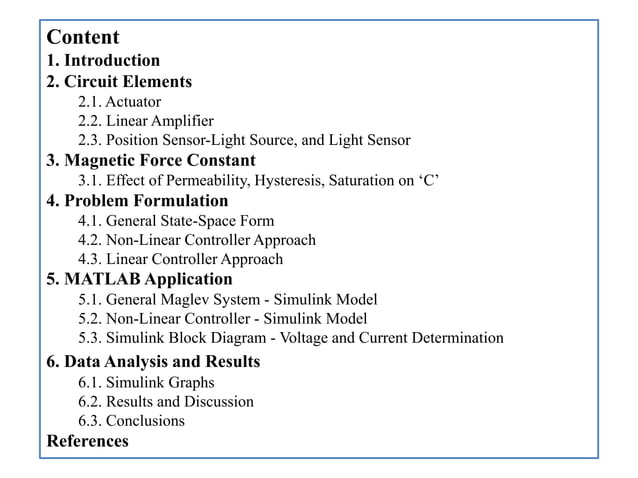 Analysis of Simple Maglev System using Simulink | PPT