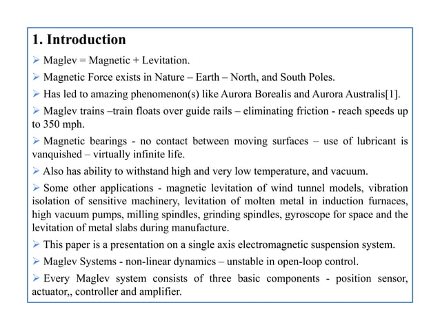 Analysis of Simple Maglev System using Simulink | PPT