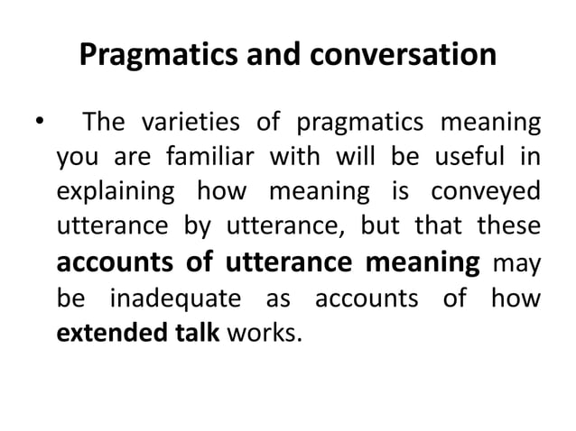 Presentation pragmatics from doing pragmatics chapter nine talk | PPT