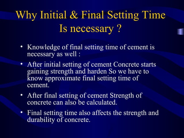 Presentation (prc I) Consistency , final & initial setting time test ...