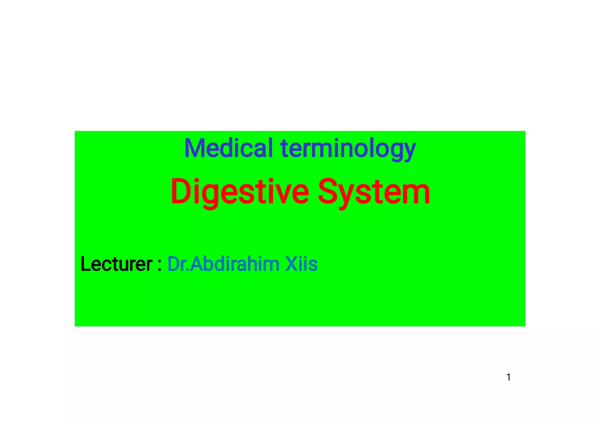 Medical terminology: digestive system | PDF