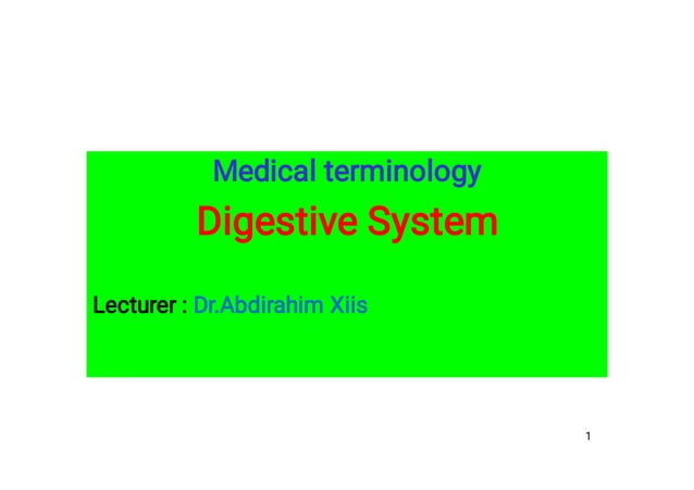 Medical terminology: digestive system | PDF