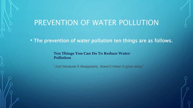 Prevention and Control of Water Pollution | PPTX | Environmental ...