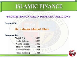 Prohibition of Interest(Riba) in different religions | PPTX